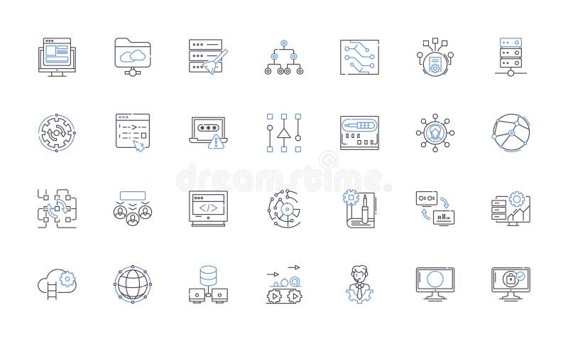 Software Graphics Line Icons Collection Rendering Animation Modeling