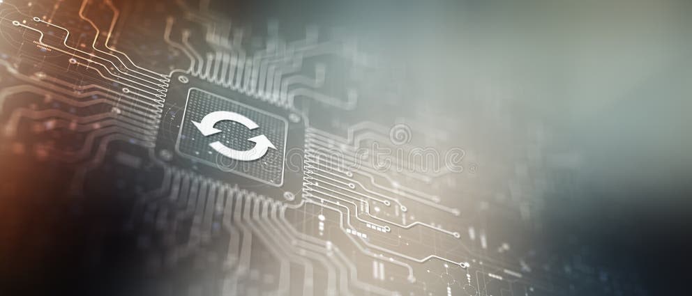 Software and Hardware Update Illustrated on a Processor, Business and ...