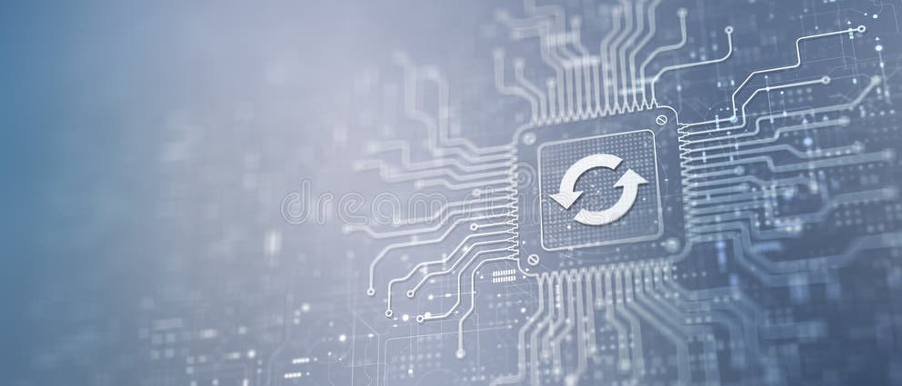 Software and Hardware Update Illustrated on a Processor, Business and ...