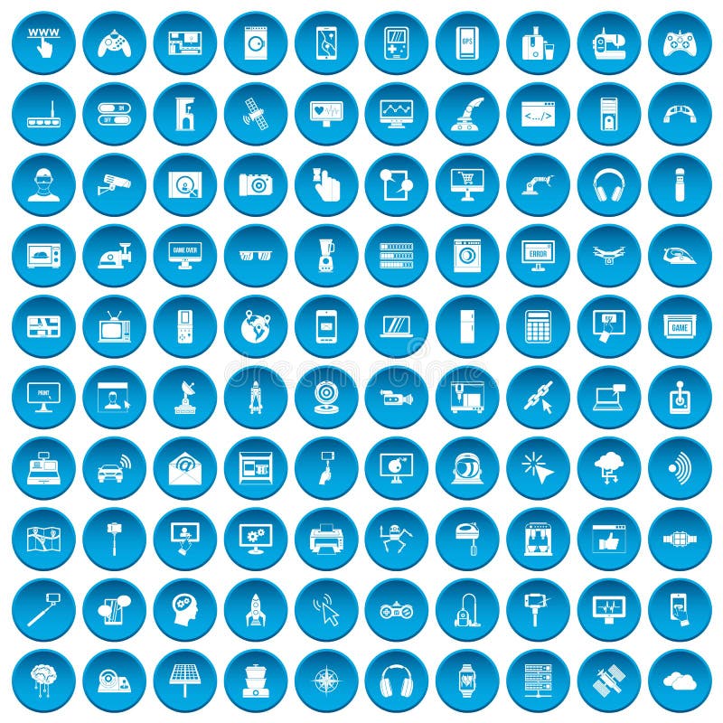 100 Software Icons Set Blue Stock Vector - Illustration of ...