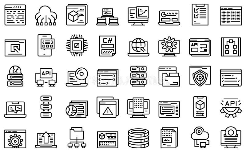 Software Icons Set Outline Vector. Business Network Stock Vector ...