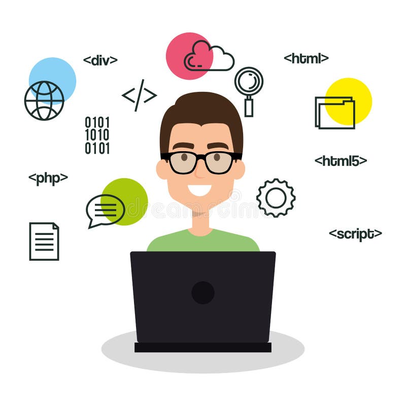 Software Language Programmer Avatar Stock Vector - Illustration of ...