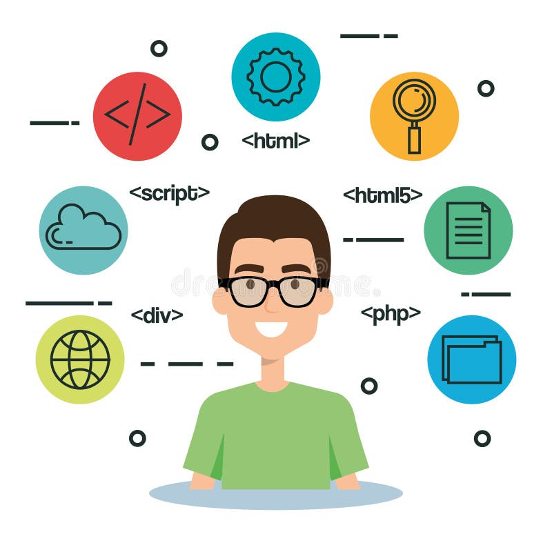 Software Language Programmer Avatar Stock Vector Illustration Of