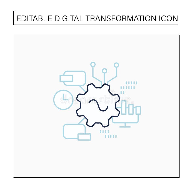 Software Erp Line Icon Vector Illustration Stock Vector Illustration Of Planning Processing