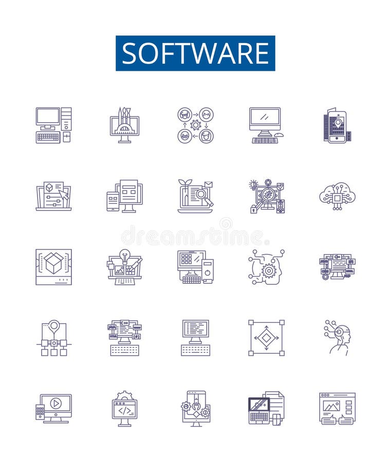 Software Line Icons Signs Set. Design Collection of Software, Program ... Software Line Icons Signs Set. Design Collection of Software, Program ...