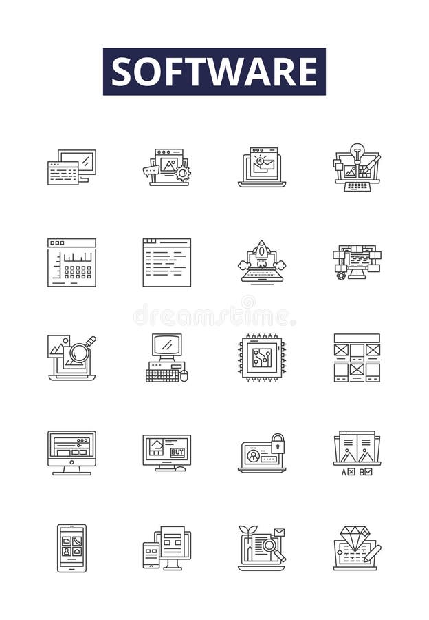 Software Line Vector Icons and Signs. Program, App, Software ... Software Line Vector Icons and Signs. Program, App, Software ...