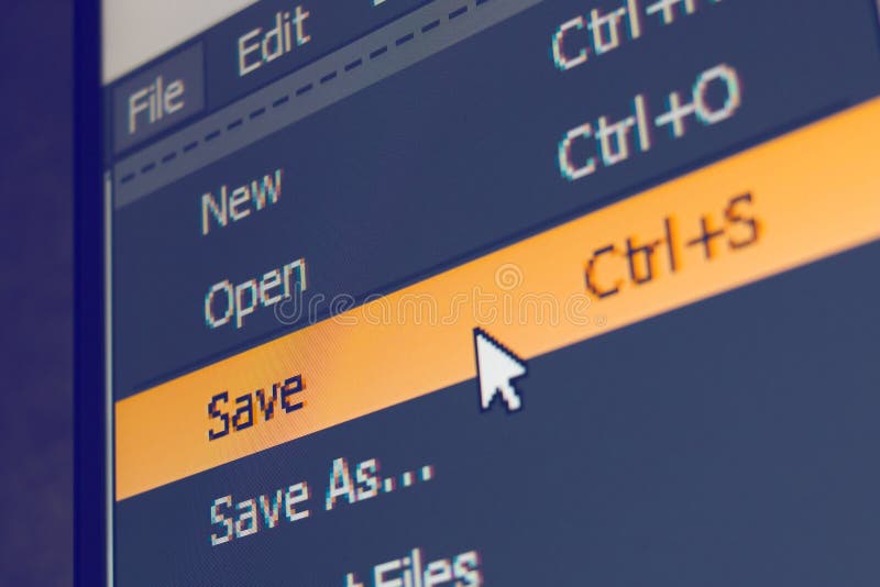 Software Menu Item with Save Command Stock Image - Image of graphic ...