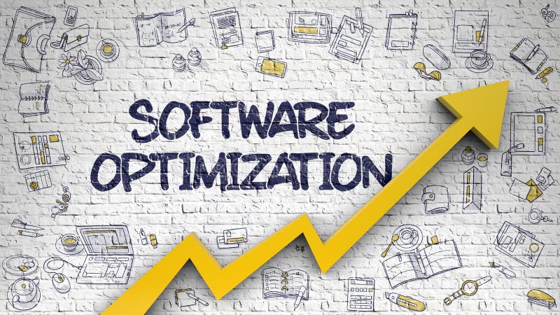 Software Optimization Drawn on White Brickwall. Stock Illustration ...