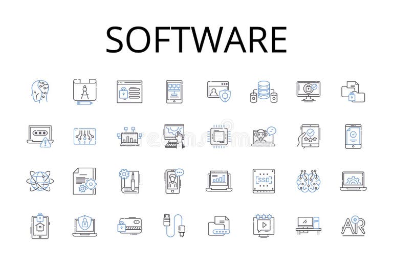 Software Line Icons Collection. Hardware, Technology, Program ...