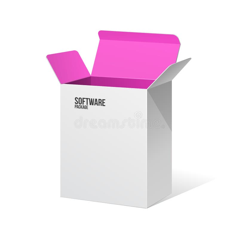 Software Package Box Opened White Inside Pink Violet Purple Stock ...
