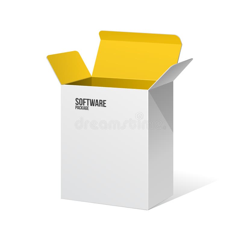 Software Package Box Opened White Inside Yellow Stock Vector ...