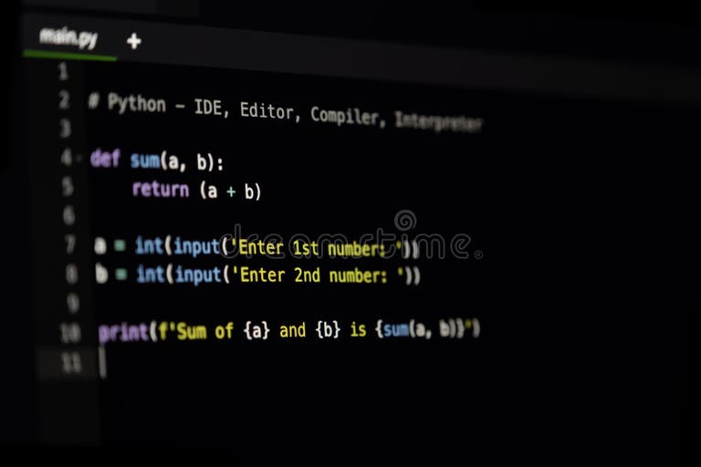 Software Program Source Code of Python IDE Code Editor Display Photo Stock Photo - Image of ...