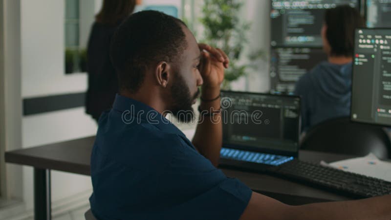 Software Programer Brainstorming Ideas To Write Code And Create Security Program Stock Footage