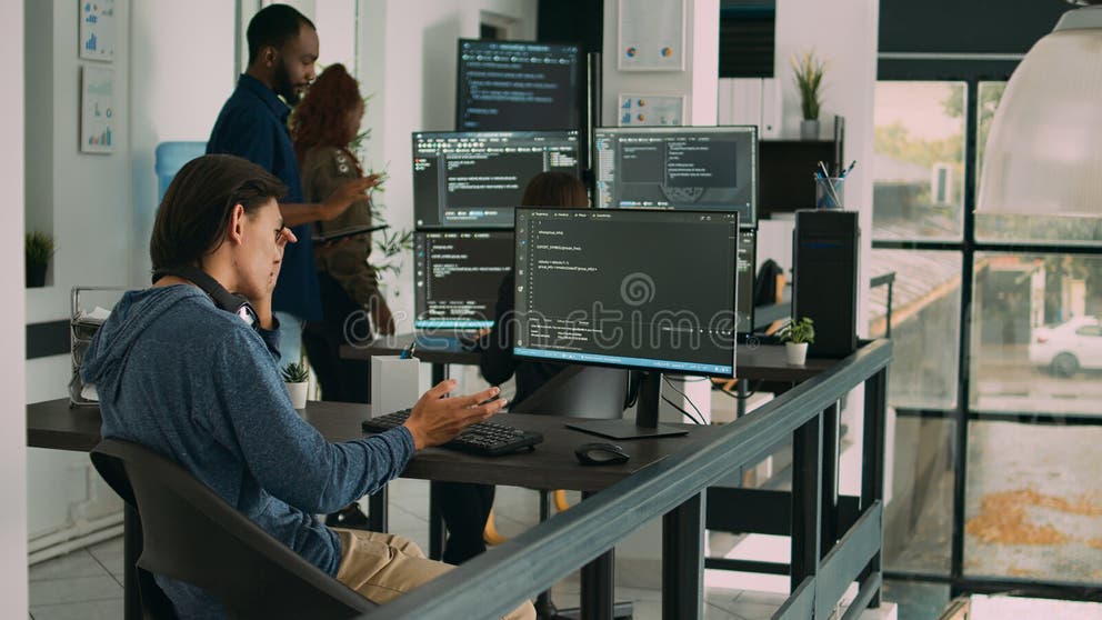 Software Programer Typing Source Code on Computer Keyboard Stock Photo ...