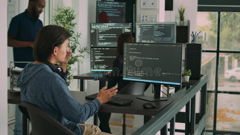 Software Programer Typing Source Code On Computer Keyboard Stock Video Video Of Firewall
