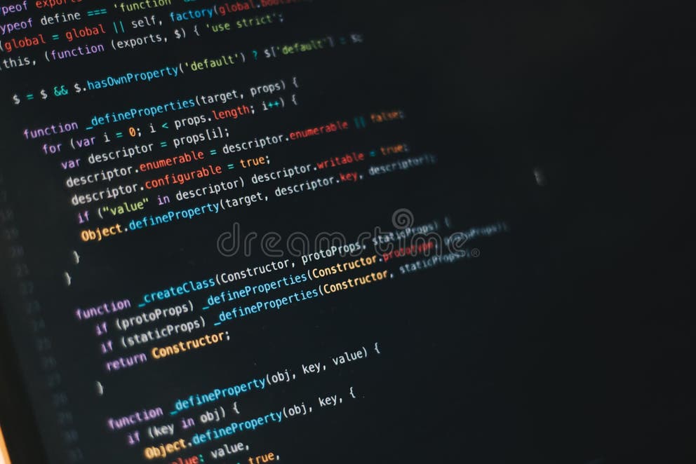 Software or Programing Code Display Close Up. Use for Tech Background ...