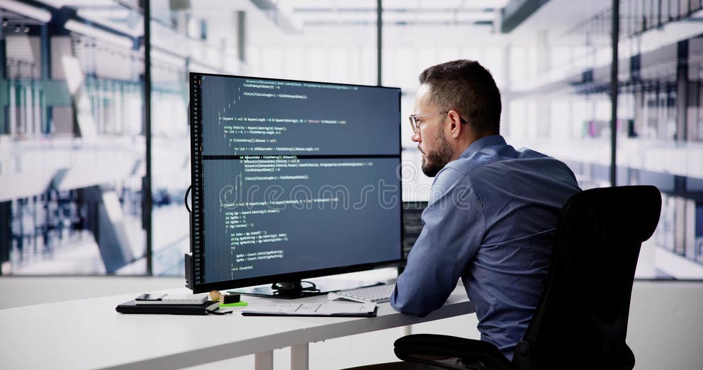 Software Programmer or Coder Man Stock Photo - Image of develop, chair: 305269926