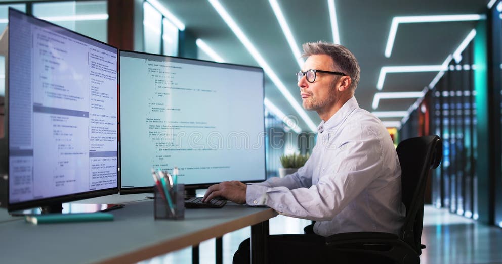 Software Programmer or Coder Man Stock Photo - Image of developer, desk: 357043588