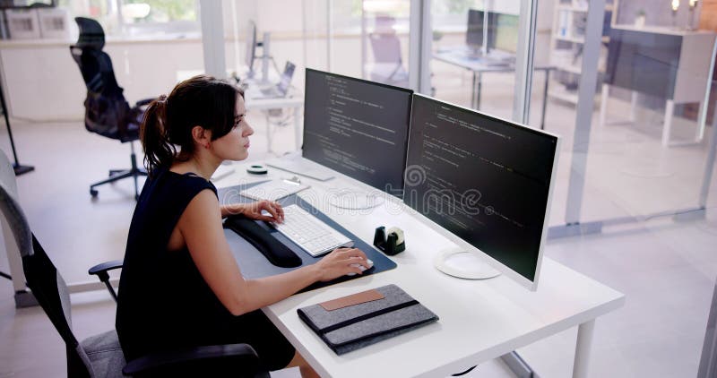 Programmer Woman Coding stock photo. Image of programmer - 291851818