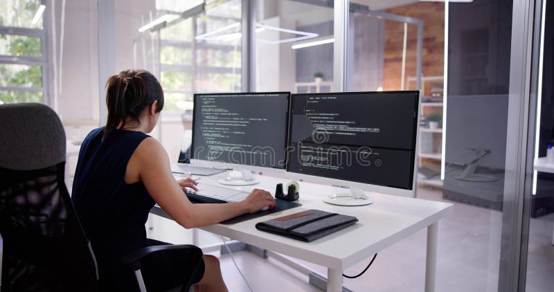 Software Programmer or Coder Woman Stock Photo - Image of back, programmer: 292713028