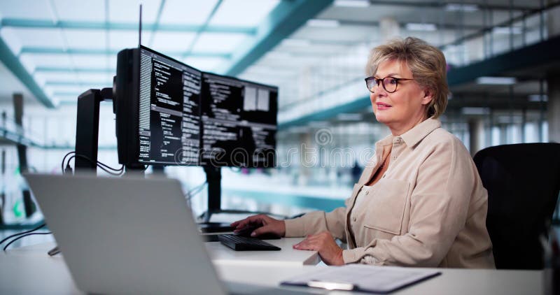 Software Programmer Or Coder Woman Stock Image Image Of Wearing Older 355720909 0196
