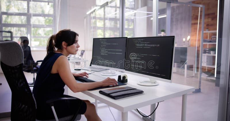Software Programmer or Coder Woman Stock Photo - Image of develop ...
