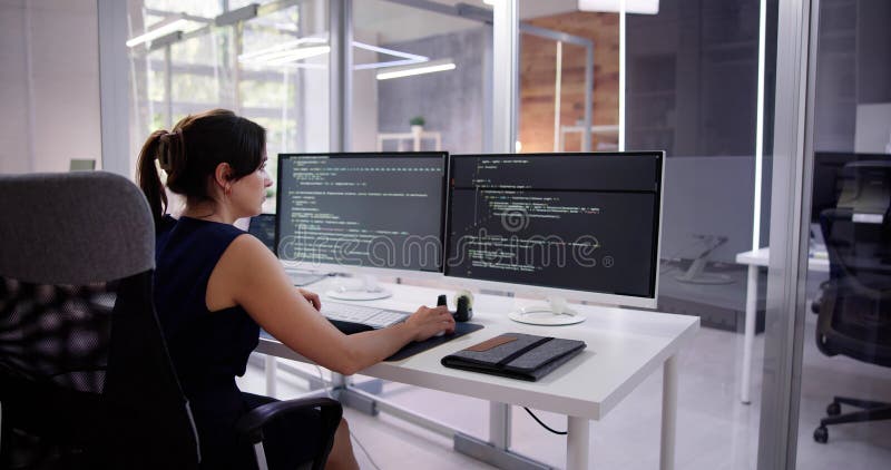 Software Programmer Or Coder Woman Stock Image Image Of Software Engineer 295945585