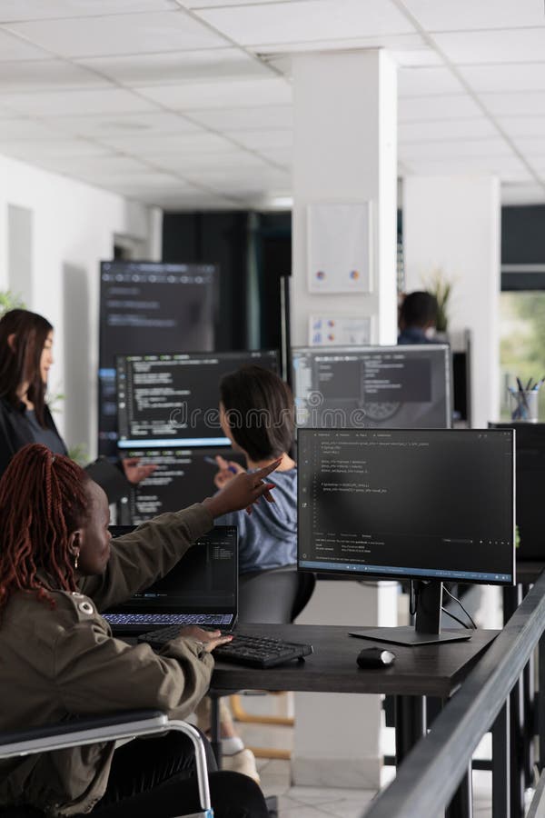 Software Programmer With Physical Disability Working On Server Coding Stock Image Image Of 0021
