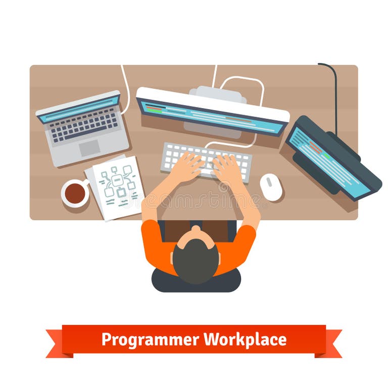 Software Programmer Typing Code or Debugging Stock Vector - Illustration of keyboard, coding ...