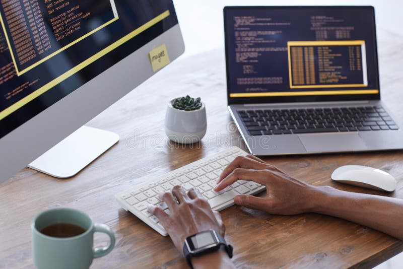 Software Programmer Writing Code Close Up Stock Photo - Image of ...