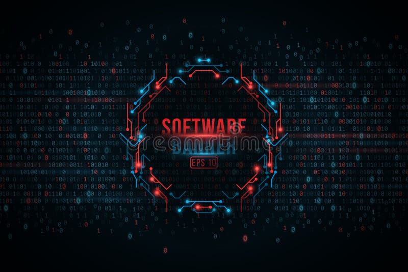 Binary Software Code Background Random Binary Numbers Of Program Code Digital Data Technology