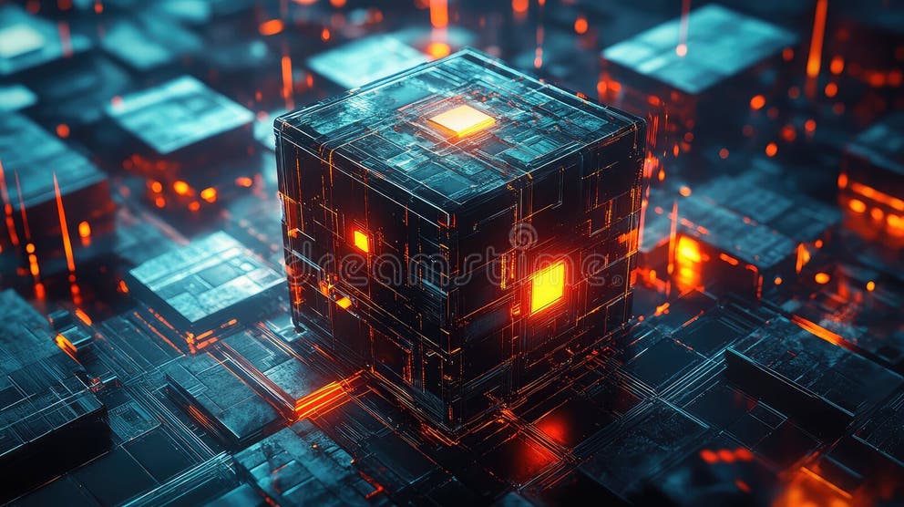 Software Replicating 3D Cube Stock Illustration - Illustration of ...