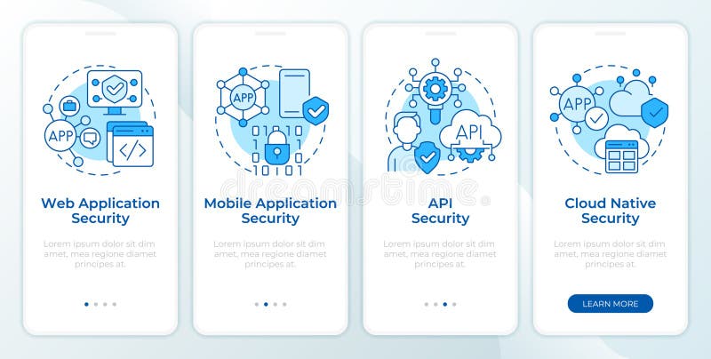 Software Security Blue Onboarding Mobile App Screen Stock Vector ...