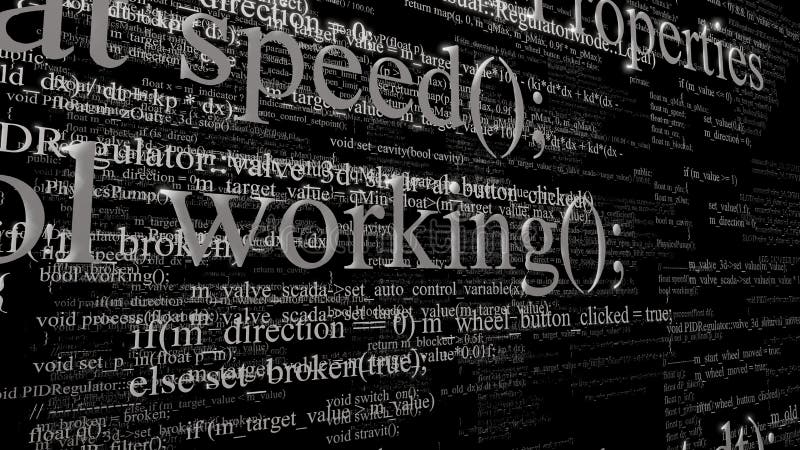 Software Source Code Layers Of Program Code On Black Background Stock Illustration
