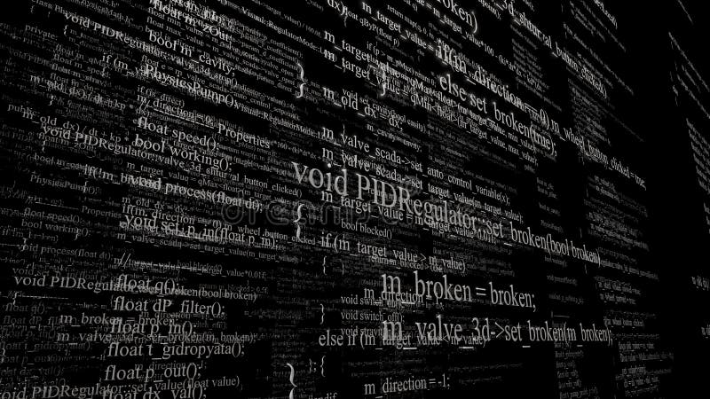 Software Source Code Layers Of Program Code On Black Background Stock Illustration