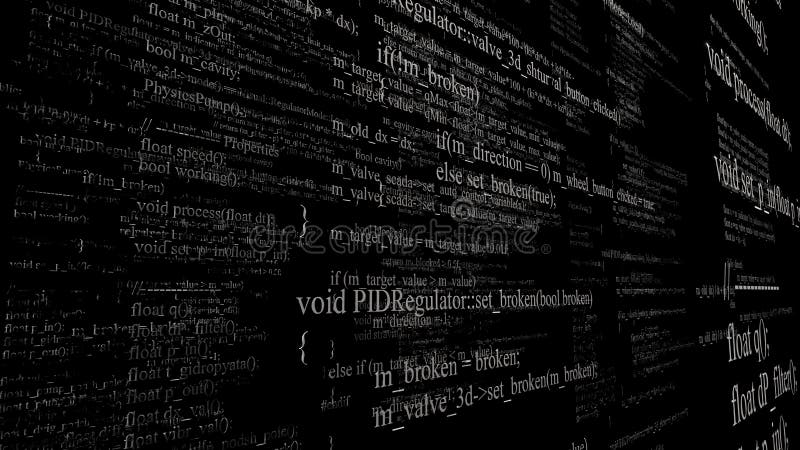 Software Source Code Layers Of Program Code On Black Background Stock Illustration