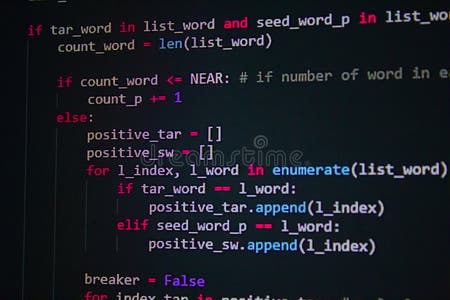 Software Source Code Screen. Programming Code. Writing Script Stock ...