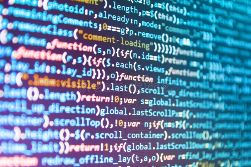 Software Source Code. Source Code Close-up. Writing Programming Code on ...