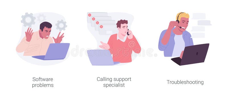 Software Support Line Isolated Cartoon Vector Illustrations Set. Stock ...