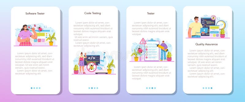 Software Tester Mobile Application Banner Set Application Or Website