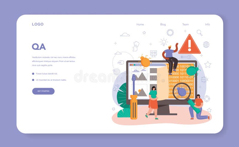Software Tester Web Banner Or Landing Page Application Or Website Stock Vector Illustration