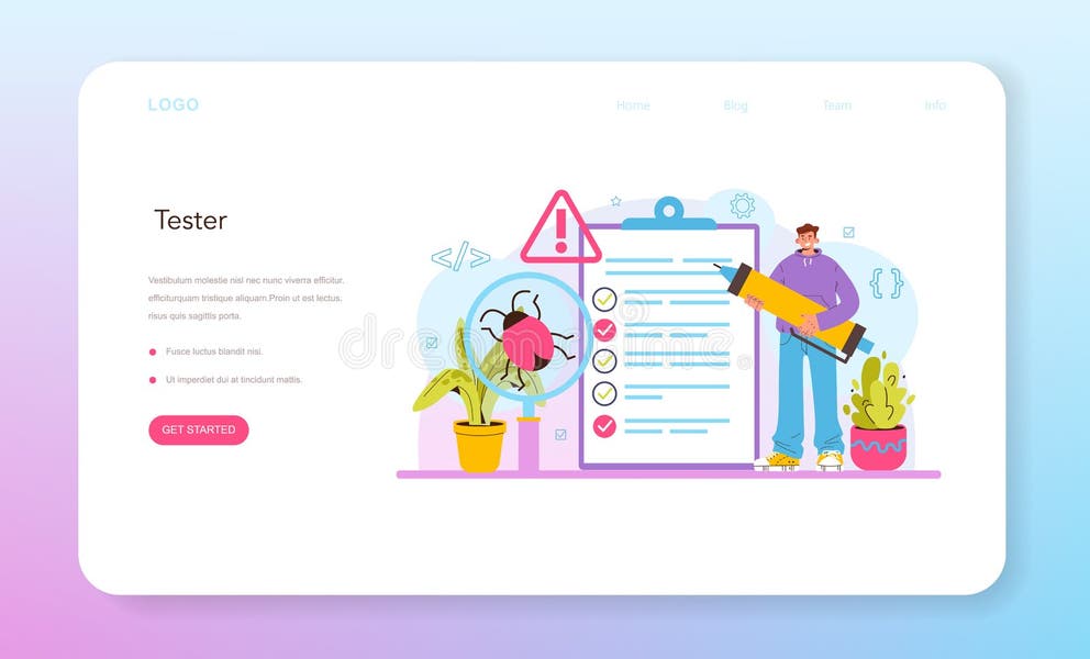Software Tester Web Banner or Landing Page. Application or Website ...