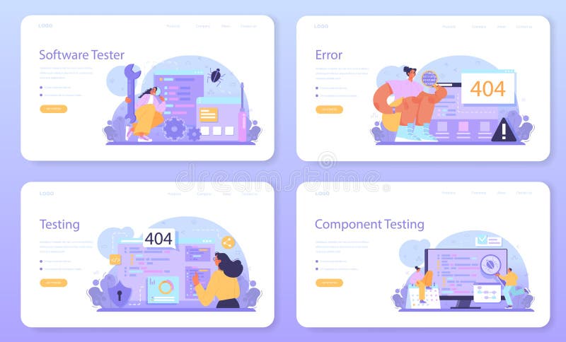 Software Tester Web Banner Or Landing Page Set Application Or Website