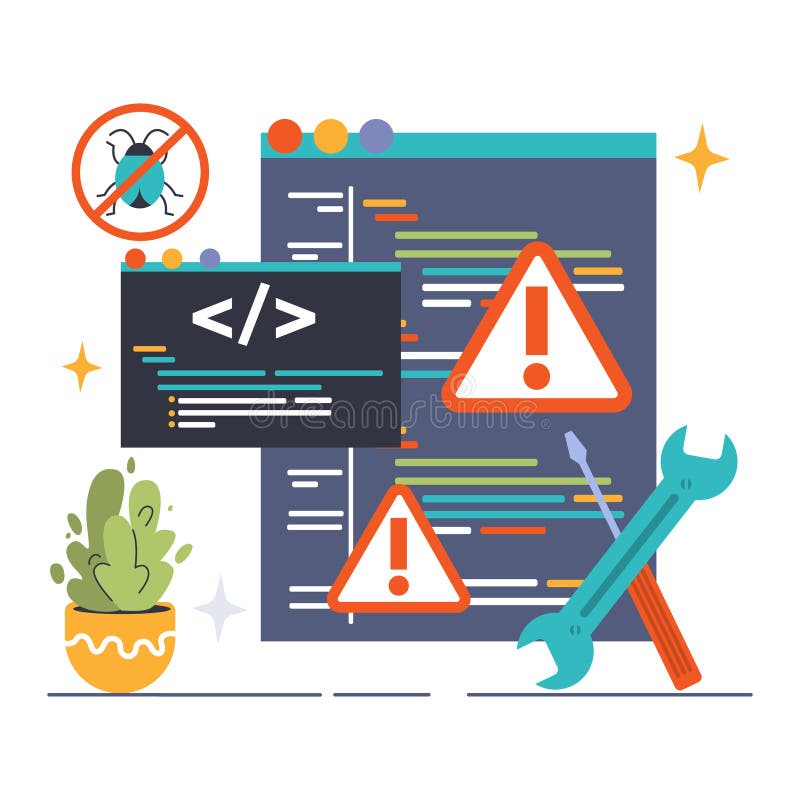 Software Testing Code Testing And Debugging Stock Vector Illustration Of Search Computer
