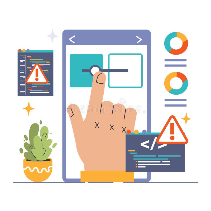 Code Testing Functional Test For Pc Cartoon Banner Stock Vector