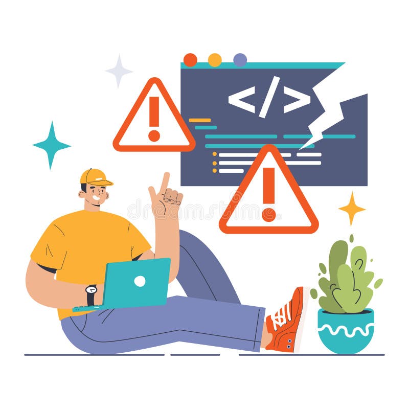 Code Testing Functional Test For Pc Cartoon Banner Stock Vector