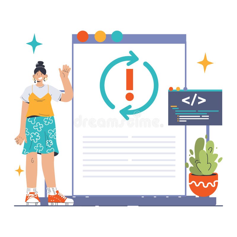 Code Testing Functional Test For Pc Cartoon Banner Stock Vector