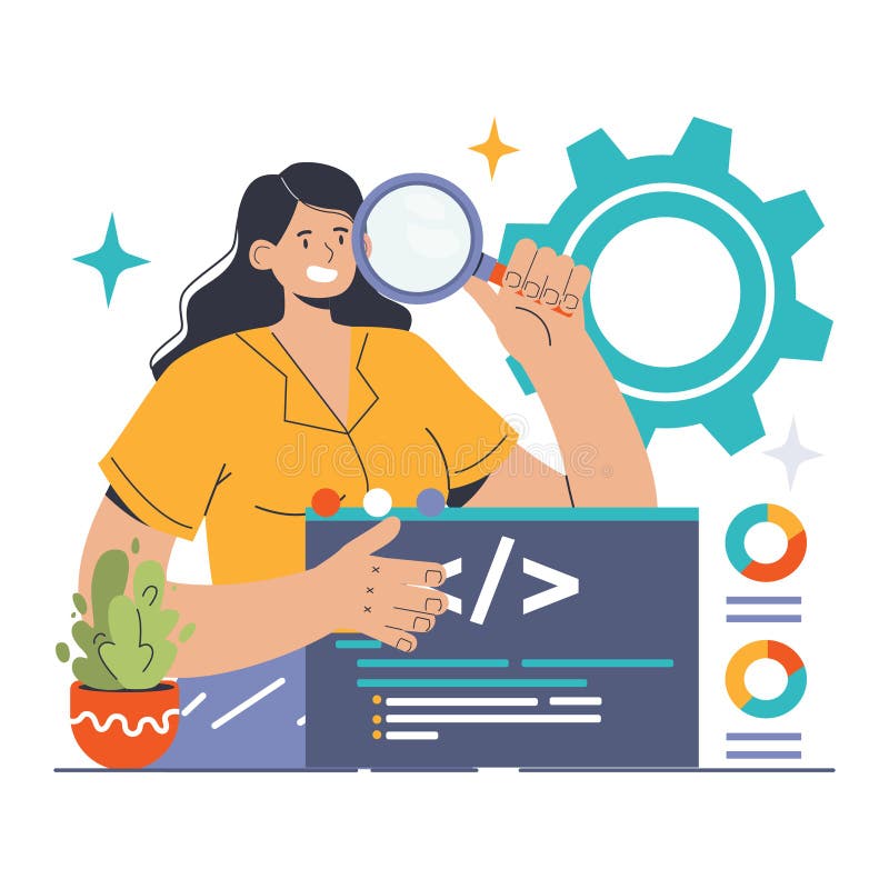 Code Testing Functional Test For Pc Cartoon Banner Stock Vector