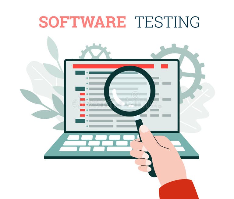 Software Testing with Desktop Computer Cartoon Vector Illustration ...