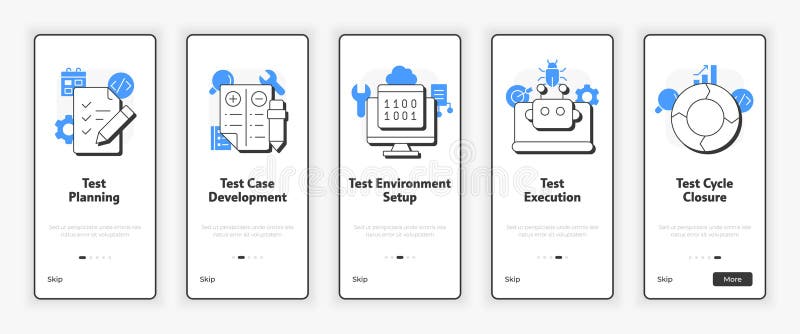 Software Testing Life Cycle Mobile Onboarding Screen Stock Vector ...